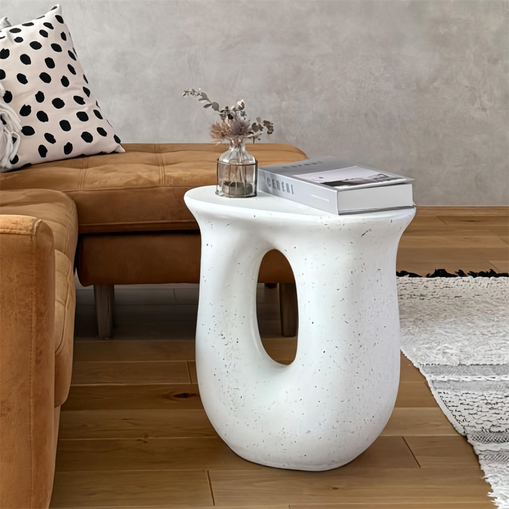 Wrought Studio™ U-Shaped Side Table Concrete Accent Coffee Table & Reviews | Wayfair